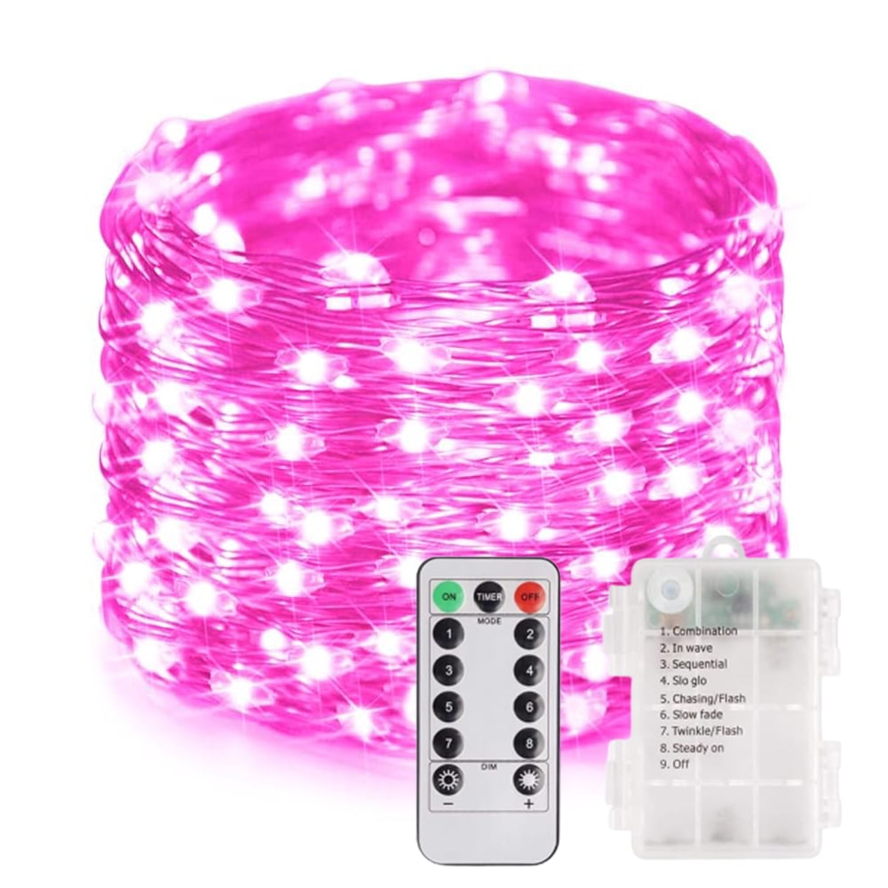 Battery Operated Copper Fairy Lights, 33ft 100 LED Waterproof Silver ...