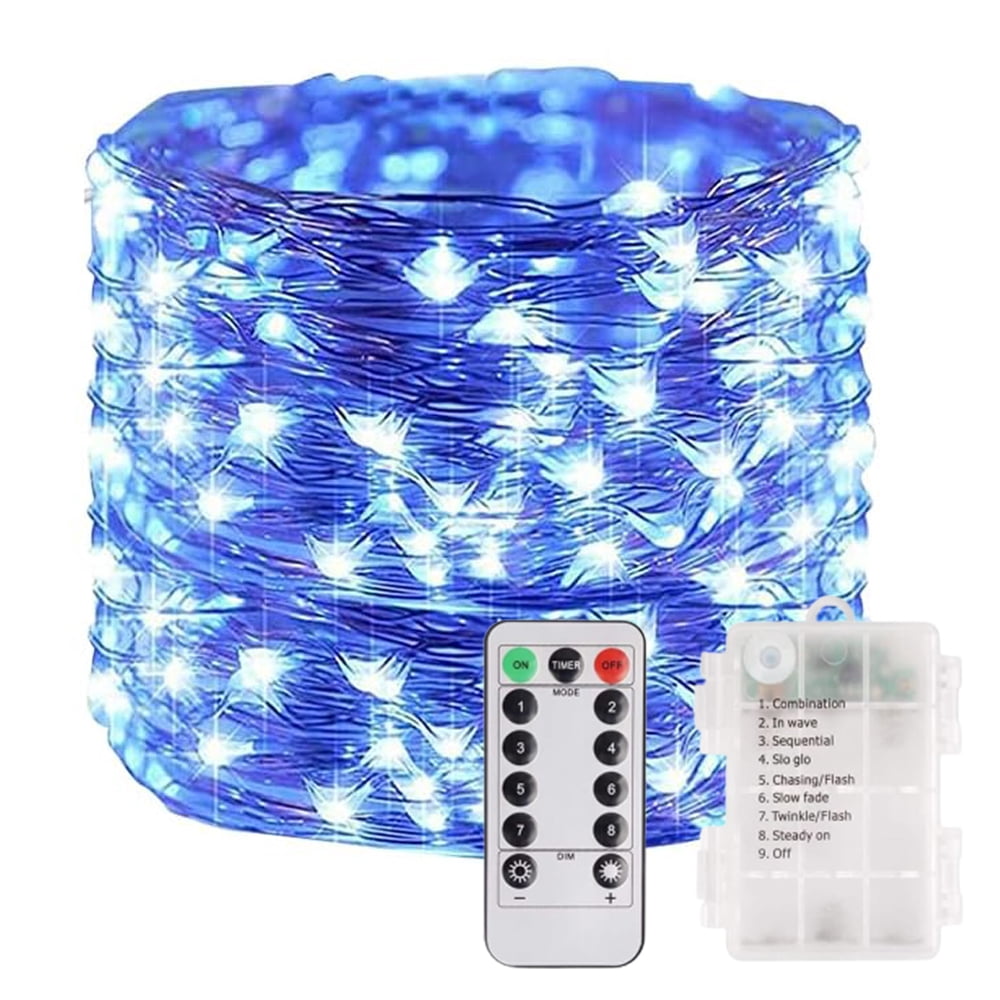 Battery Operated Copper Fairy Lights, 66ft 200 LED Waterproof Silver Wire String Light with ...