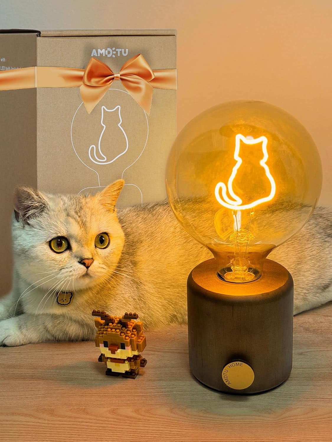 Battery Operated Cordless Small Table Lamp,Rechargeable with Wooden ...