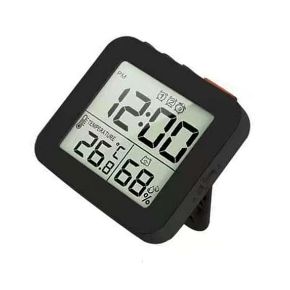 Battery Operated Desk Clock Temp Humidity Detection Folding Stand Hook ...