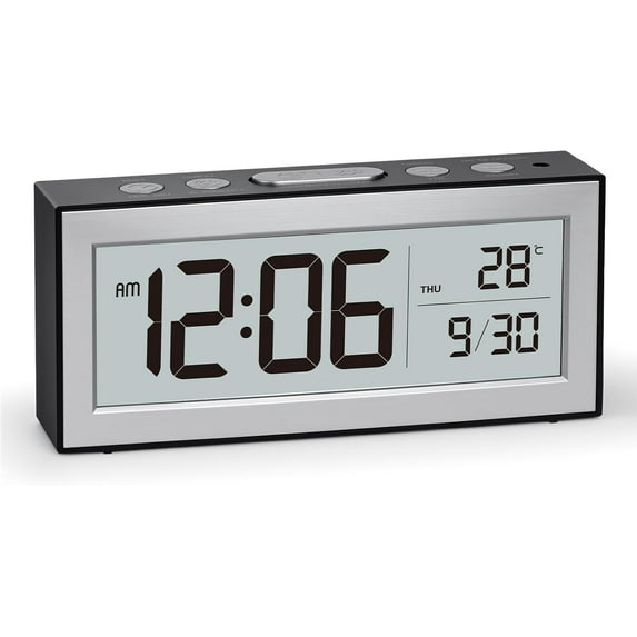 Battery Operated Digital Clock - Pink - Alarm Snooze Auto-Dim Night ...