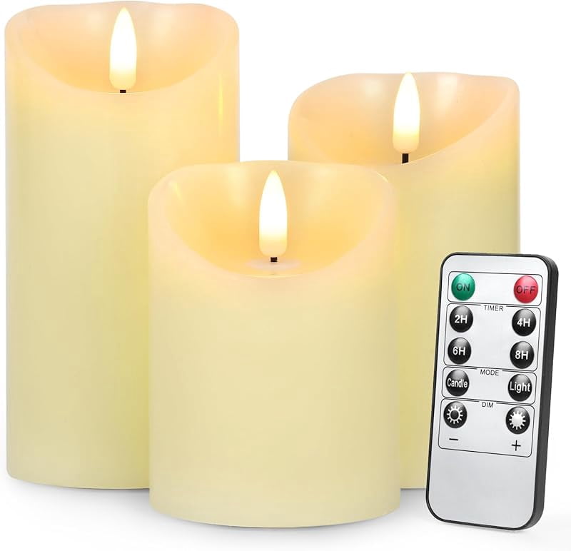 Battery Operated Drip Wax LED Flameless Candles with Remote and Timer ...
