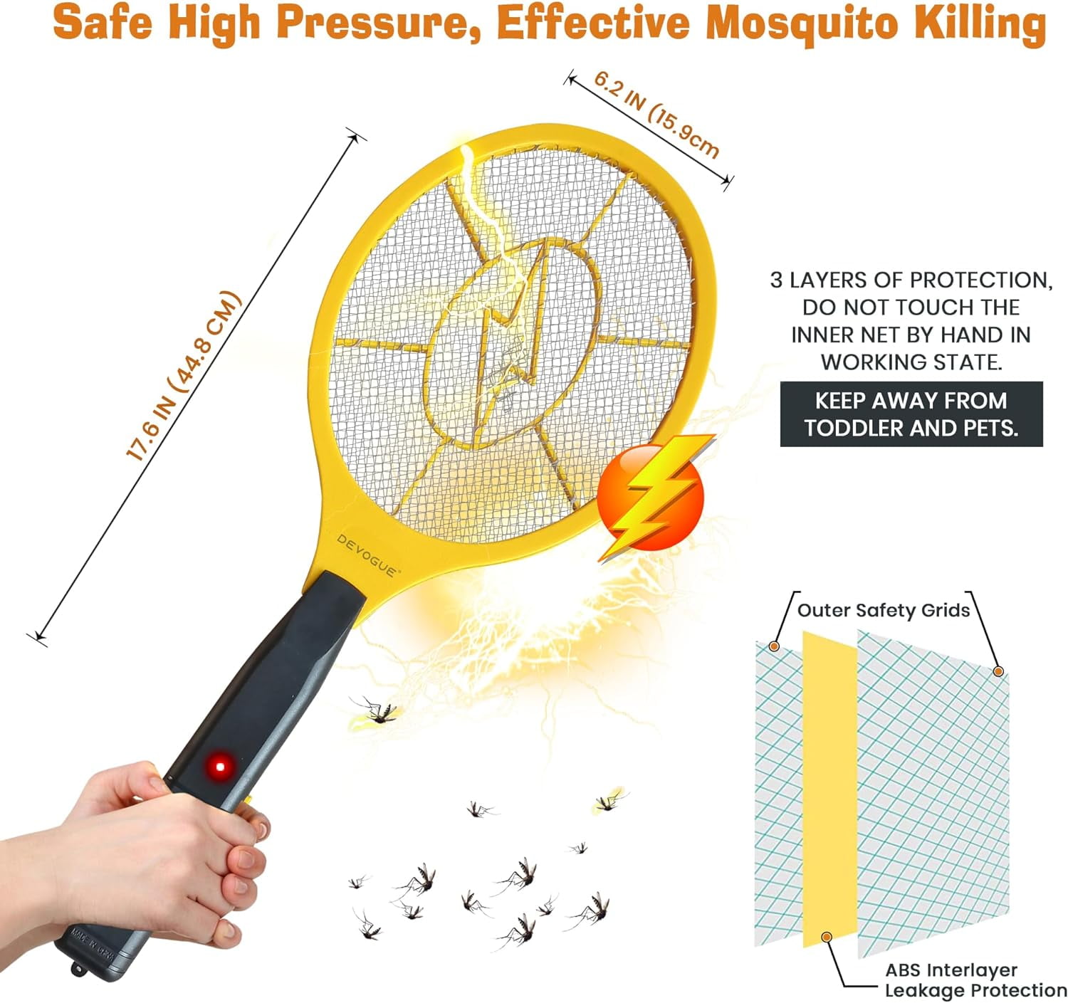 Electric Fly Swatter Bug Zapper Battery Operated Flies Killer Indoor ...