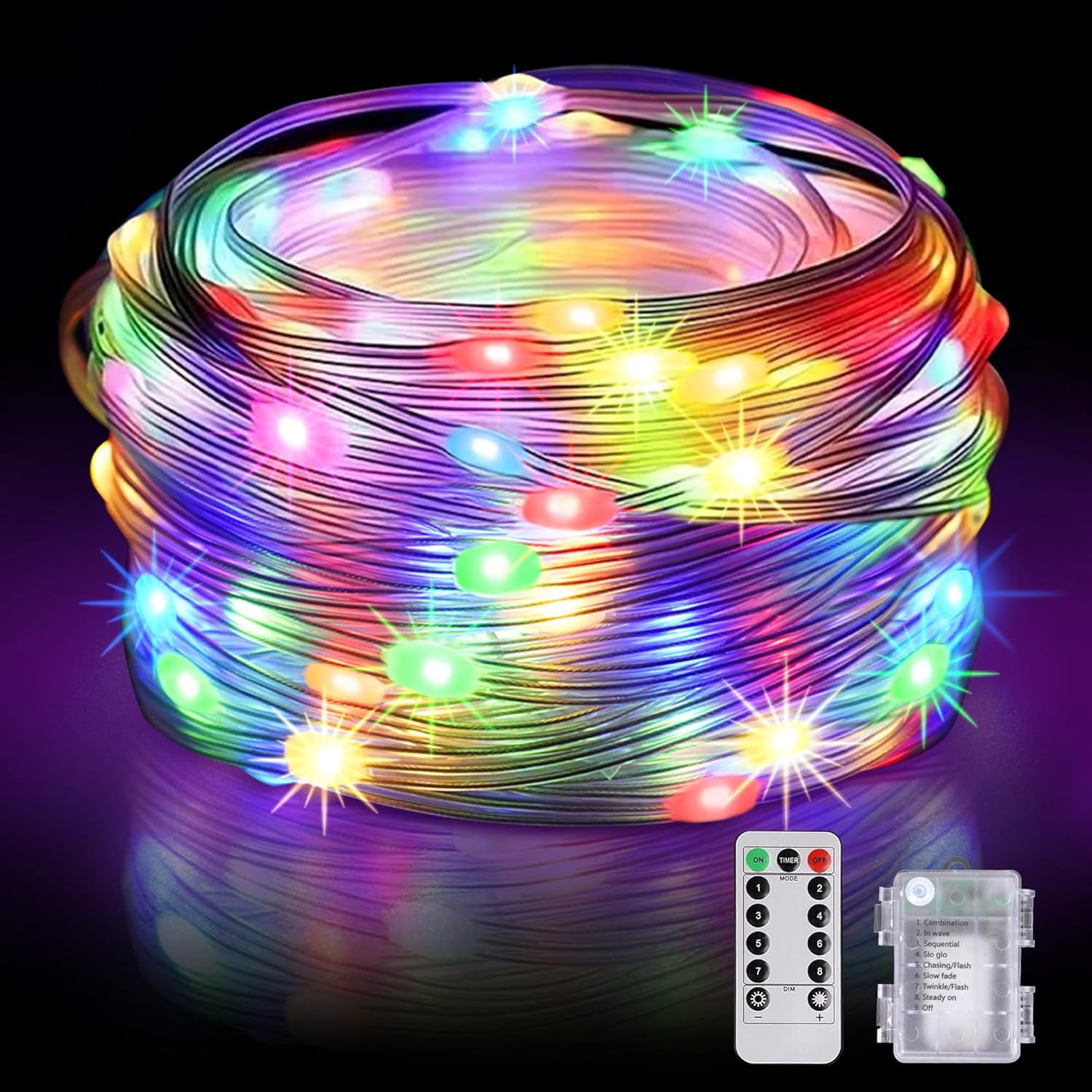Battery Operated Fairy Lights ,66ft 200 LED Multicolor String Lights ...