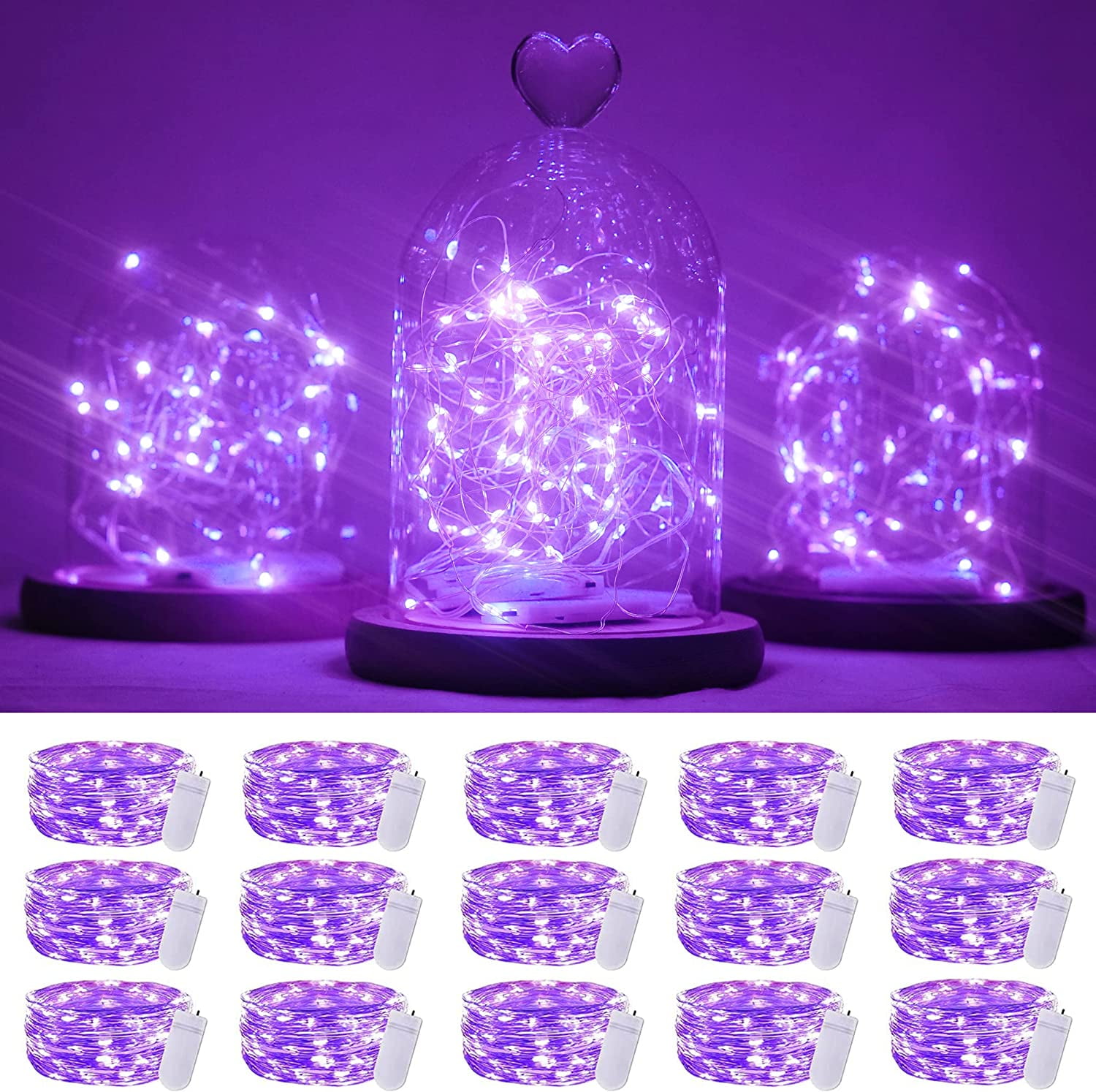 Battery Operated Fairy String Lights,15 Packs 20 LEDs 6.6FT Silver ...