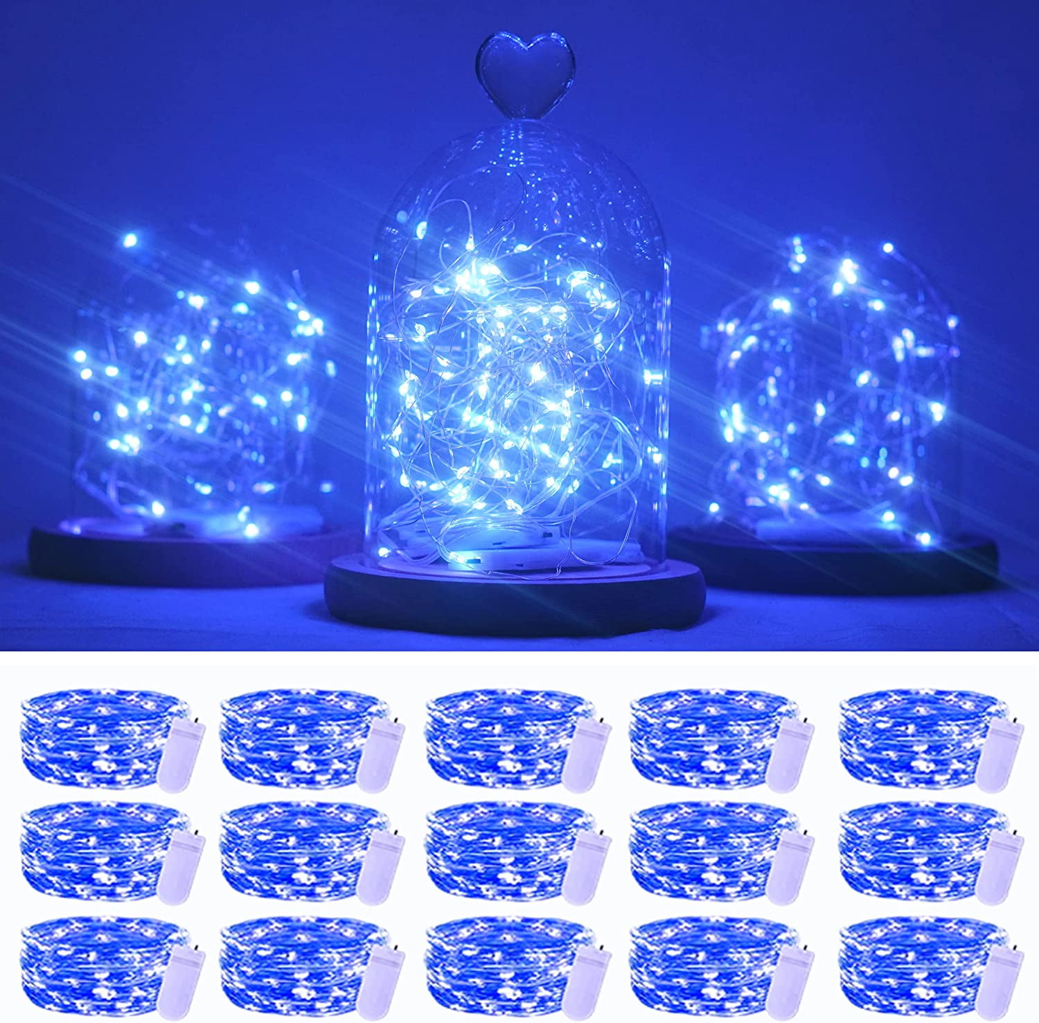 Battery Operated Fairy String Lights,15 Packs 20 LEDs 6.6FT Silver ...