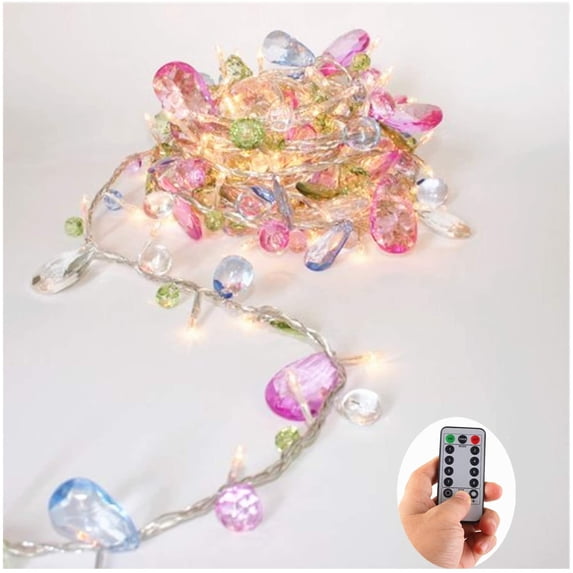 Battery Operated Fairy String Lights, Acrylic Gems Jewels Lights with ...