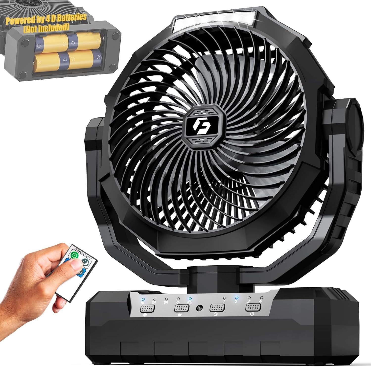 Battery Operated Fan [200H Max], 2 in 1 D-Cell Battery & USB Powered ...