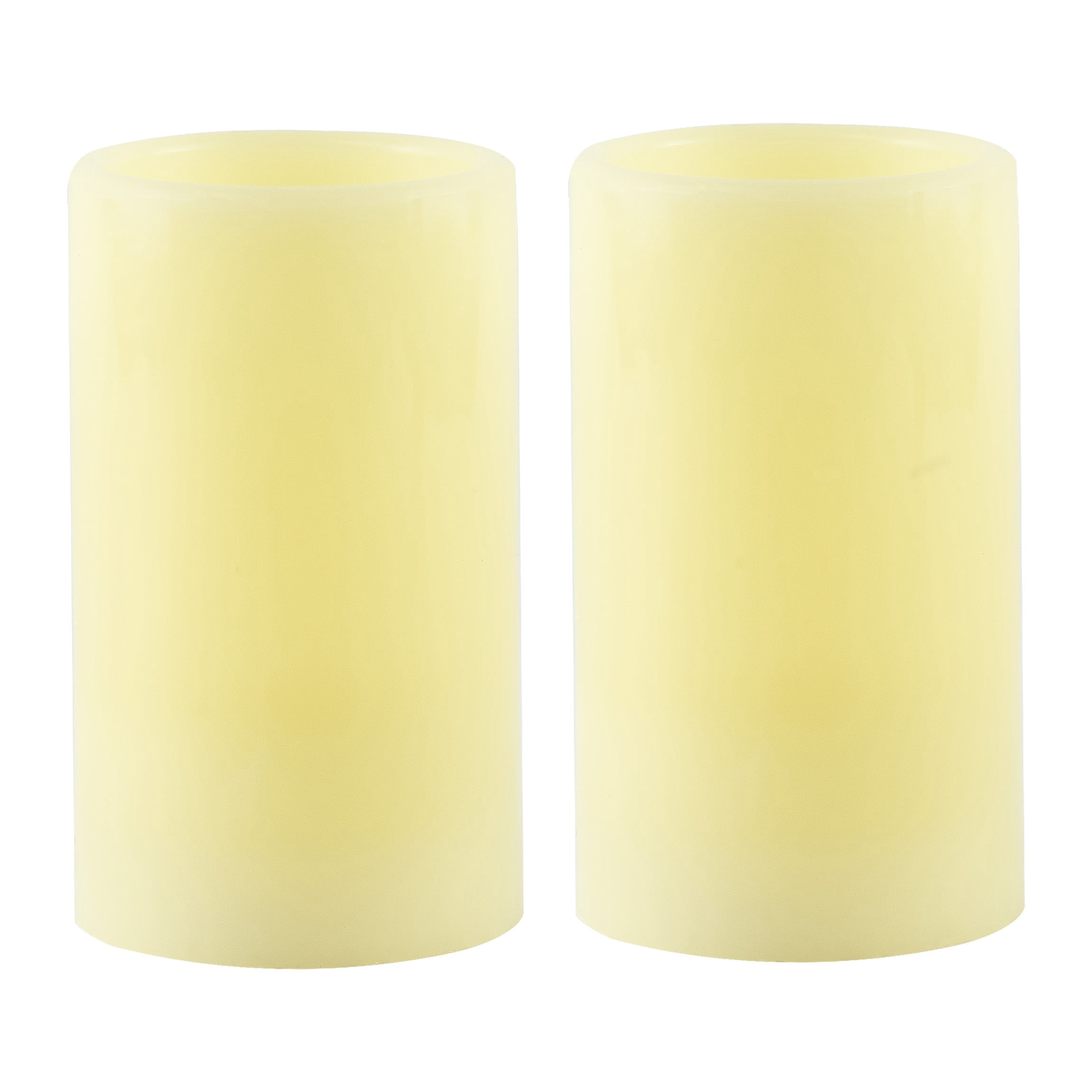 Battery Operated Flameless 4" Pillar Candle Set with Built-In Timer ...