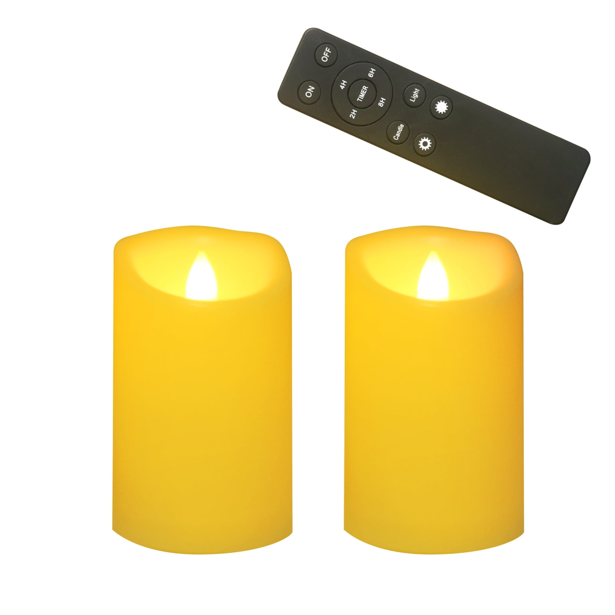 Battery Operated Flameless LED Pillar Candle with Remote Cycling Timer ...