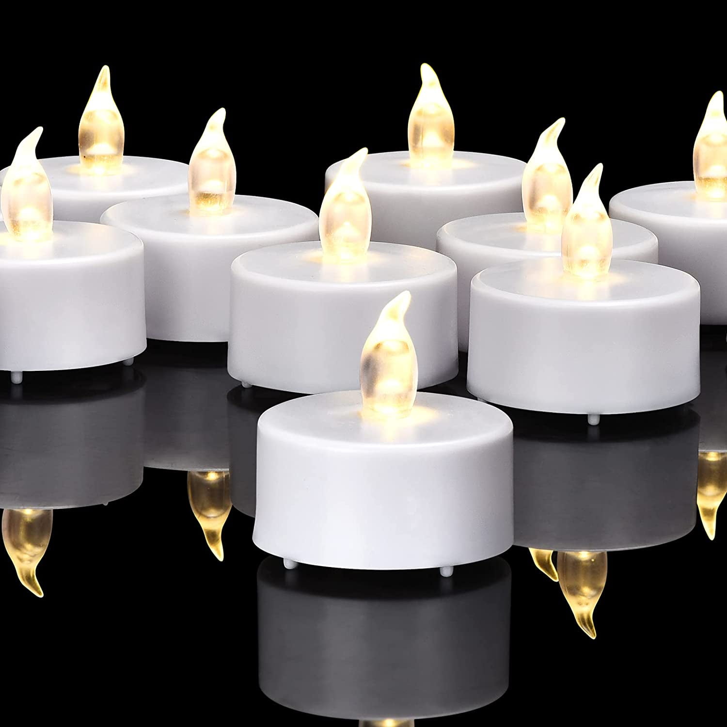 Battery Operated Flameless Tea Lights, Led Flickering Electric Votive ...