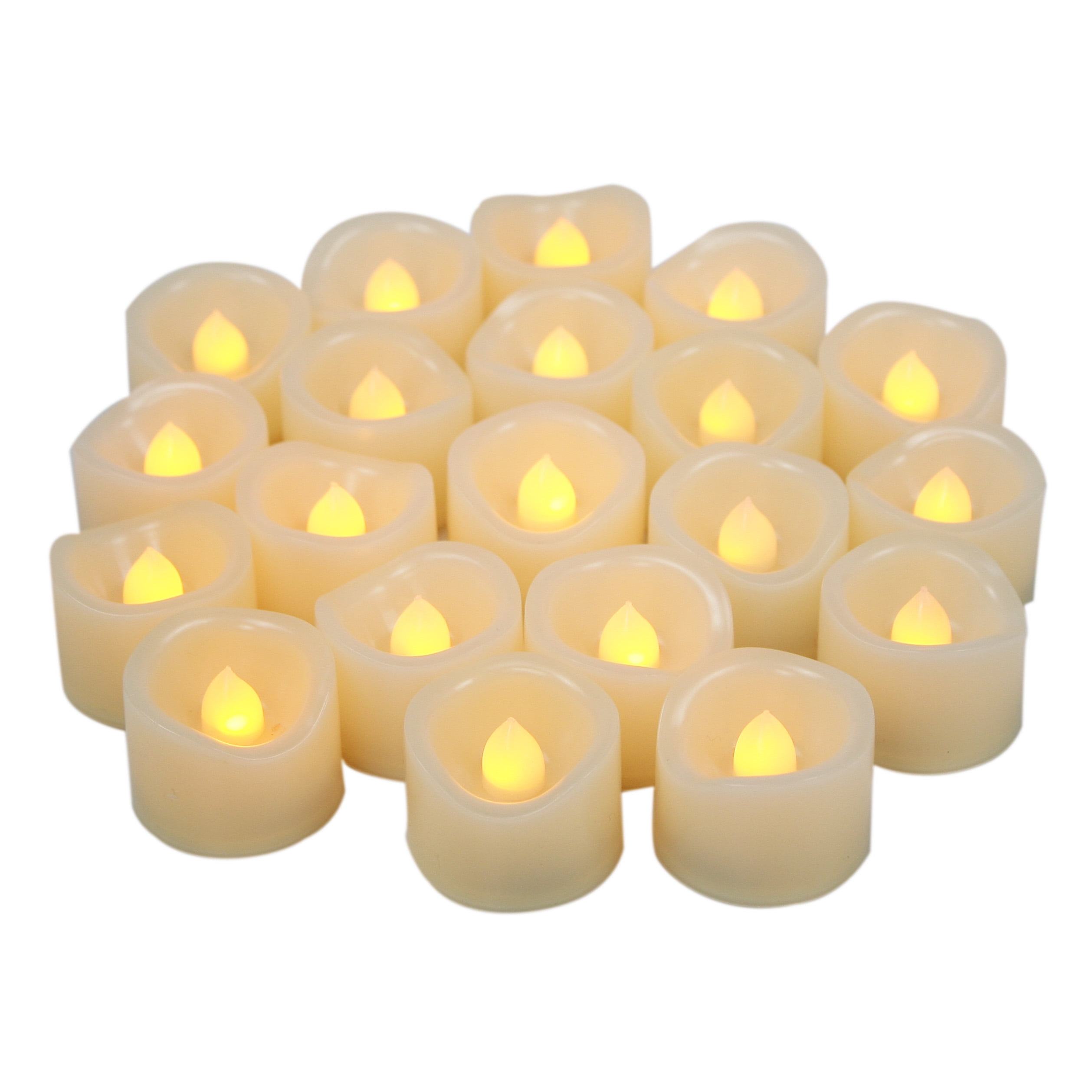 Battery Operated Flameless Tea Lights White Realistic Bright Flickering ...