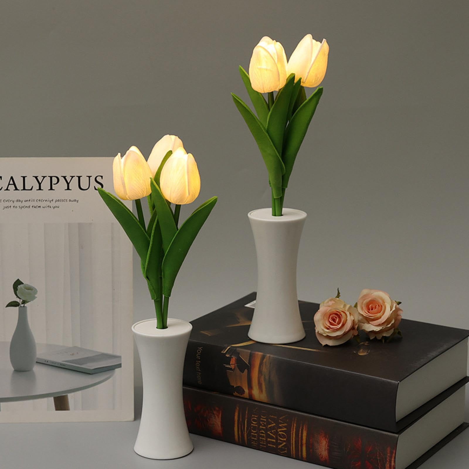 Battery Operated Flower Lamp, LED Artificial Flowers Night Light ...