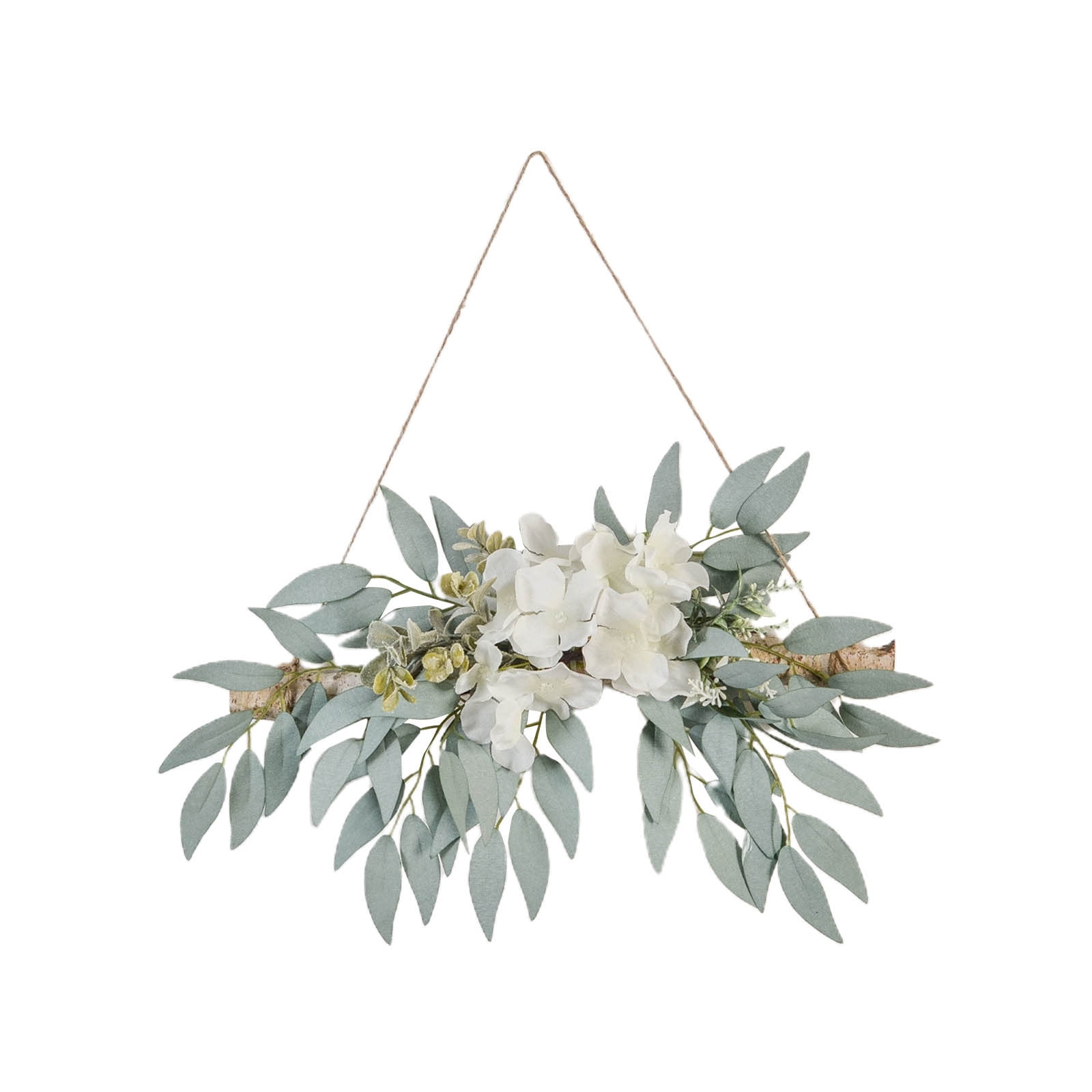 Battery Operated Garland with Timer Outdoor Log Wall Hanging Green Leaf ...