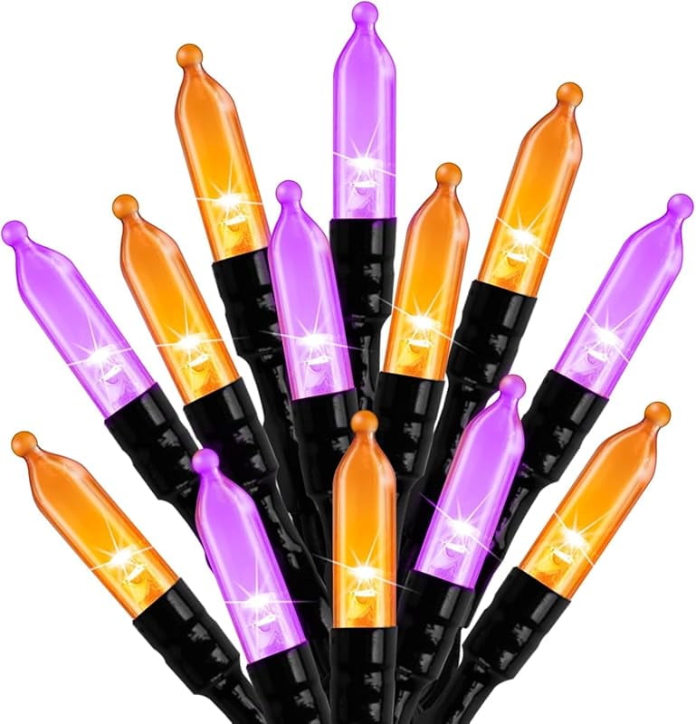 Battery Operated Halloween Indoor String Lights, 8 ft 20 LED Orange ...