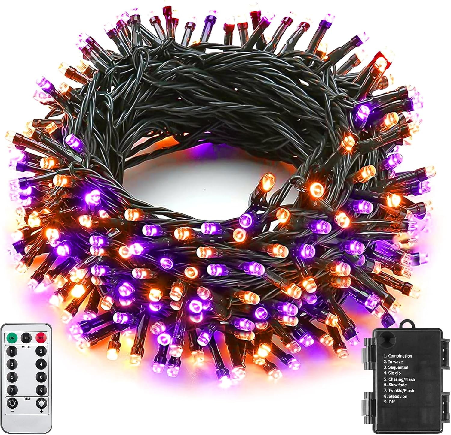 Battery Operated Halloween Lights,16ft 50 LED Multicolor String Lights ...