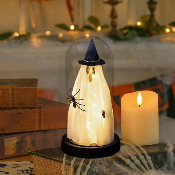 Battery Operated Hanging Ghost Night Light with Wizard Hat - Halloween ...