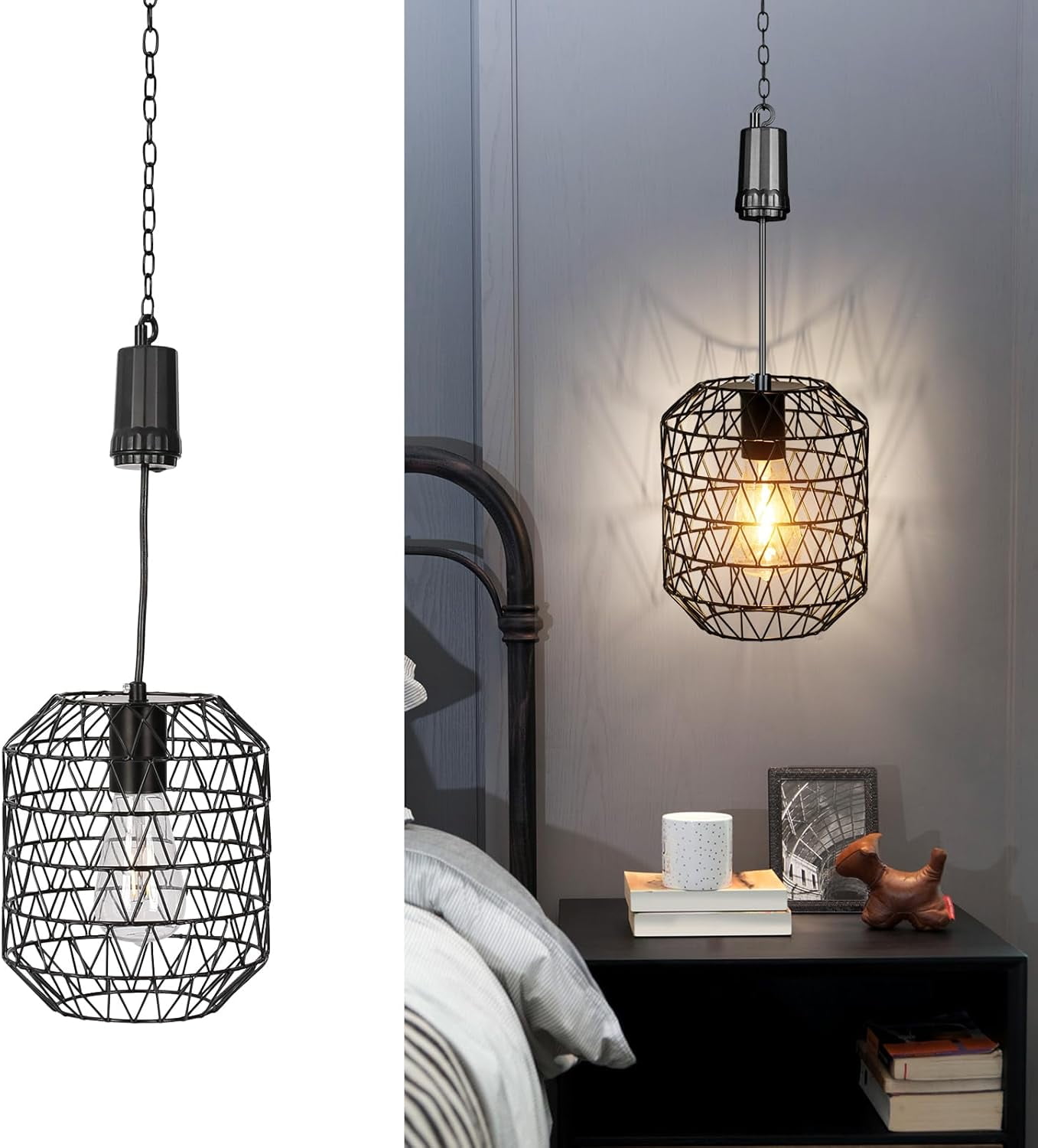 Battery Operated Hanging Light Outdoor Chandelier,6 Hours Timer Waterproof Industrial Chandelier ...