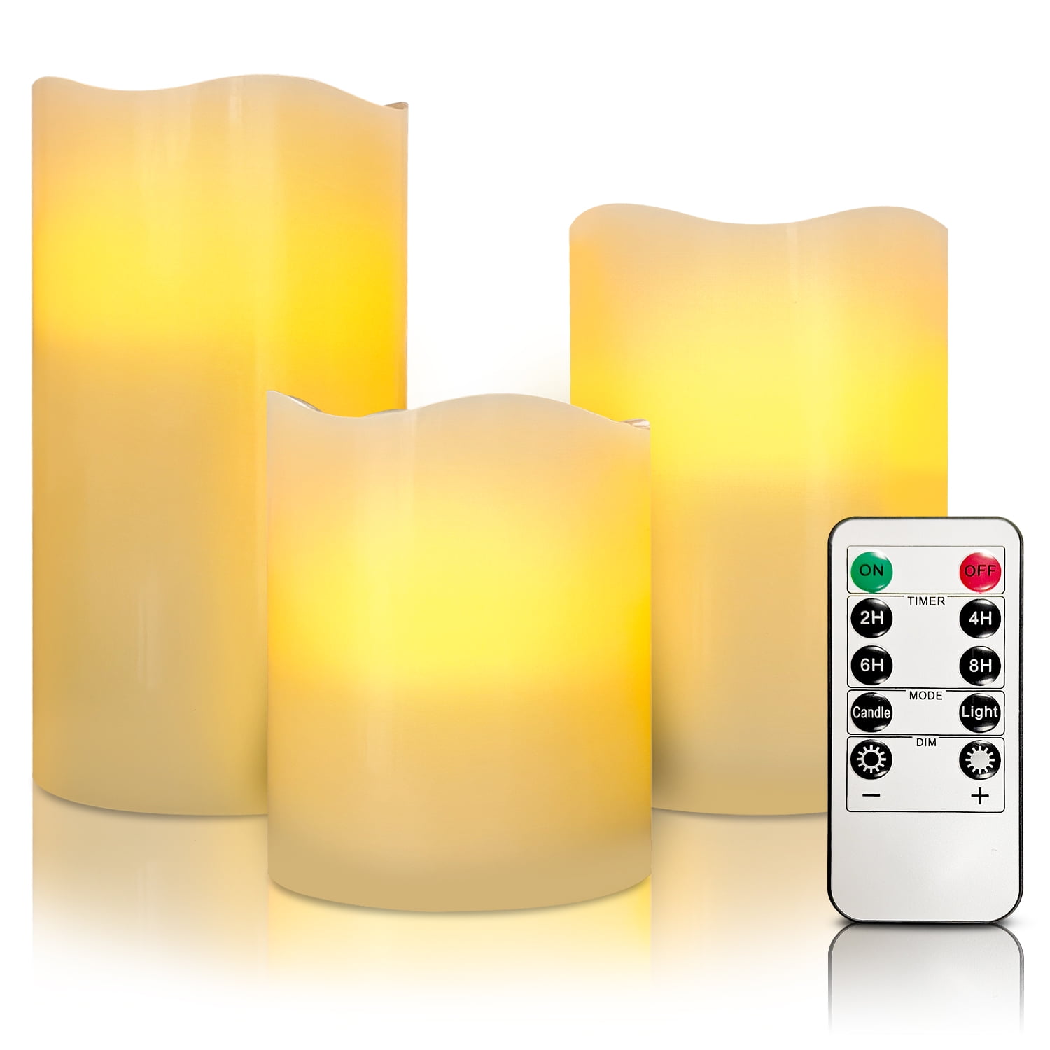 Battery Operated LED Flameless Candles with Remote and Timer, Real Wax ...