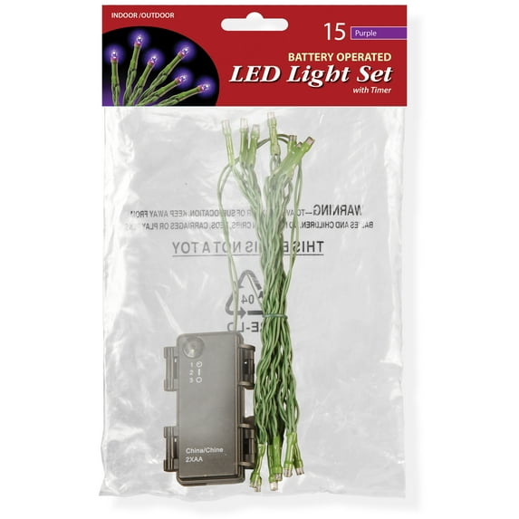 Battery Operated LED Light String Set, 15 Bulb, Purple - Walmart.com