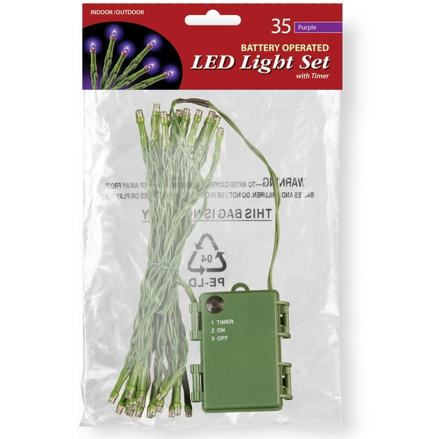 Battery Operated LED Light String Set, 35 Bulb, Purple - Walmart.com