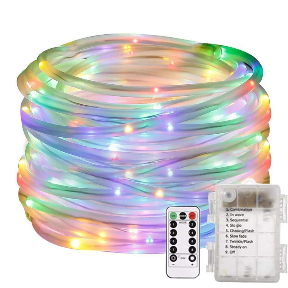 Battery Operated LED Rope Lights, Multi-Colored String Lights Remote ...