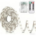 Battery Operated LED Strip Lights Cool White 9.8 Ft 90 LED Dimmable ...