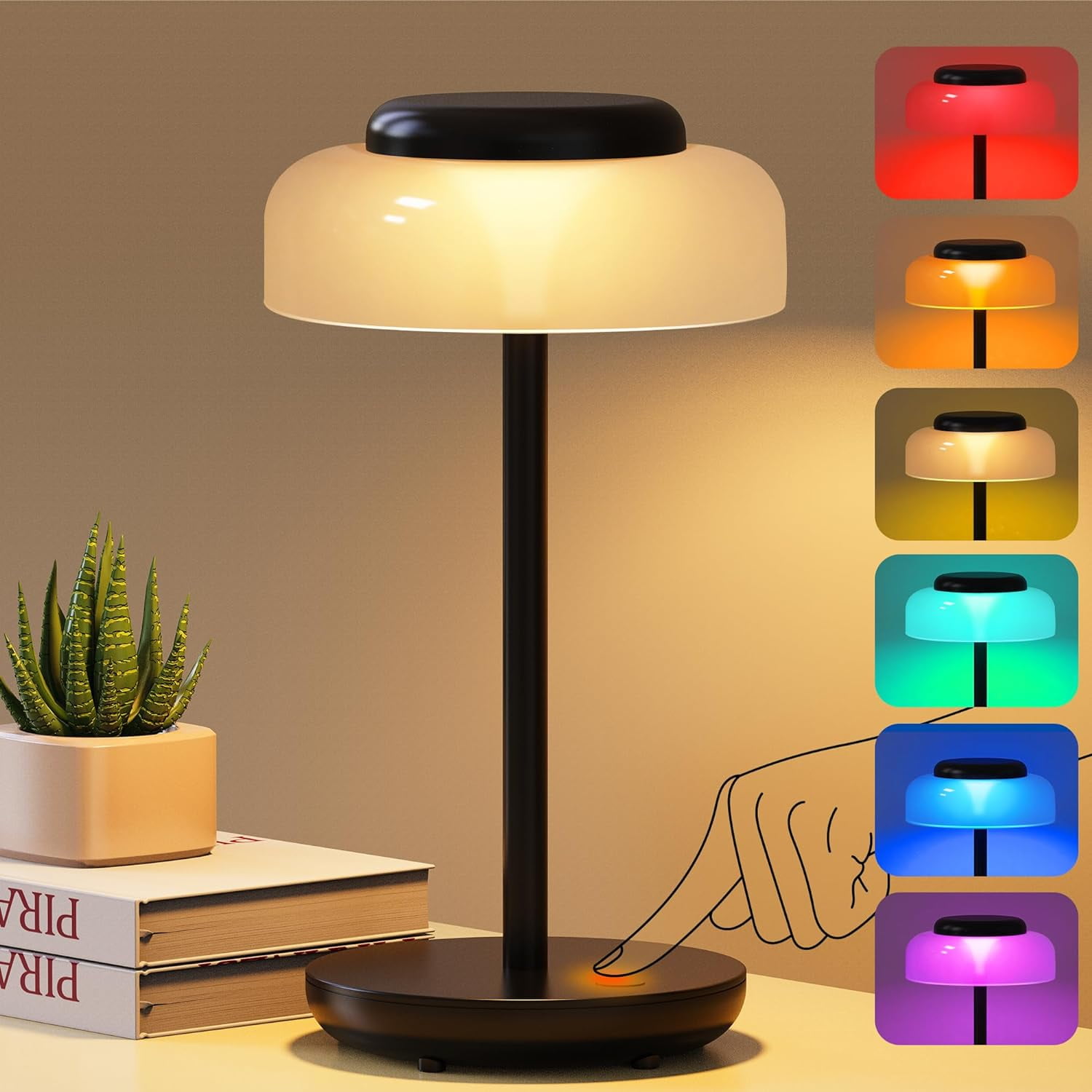 Battery Operated LED Table Lamp, 5000mAh Cordless Desk Lamp with 3 ...