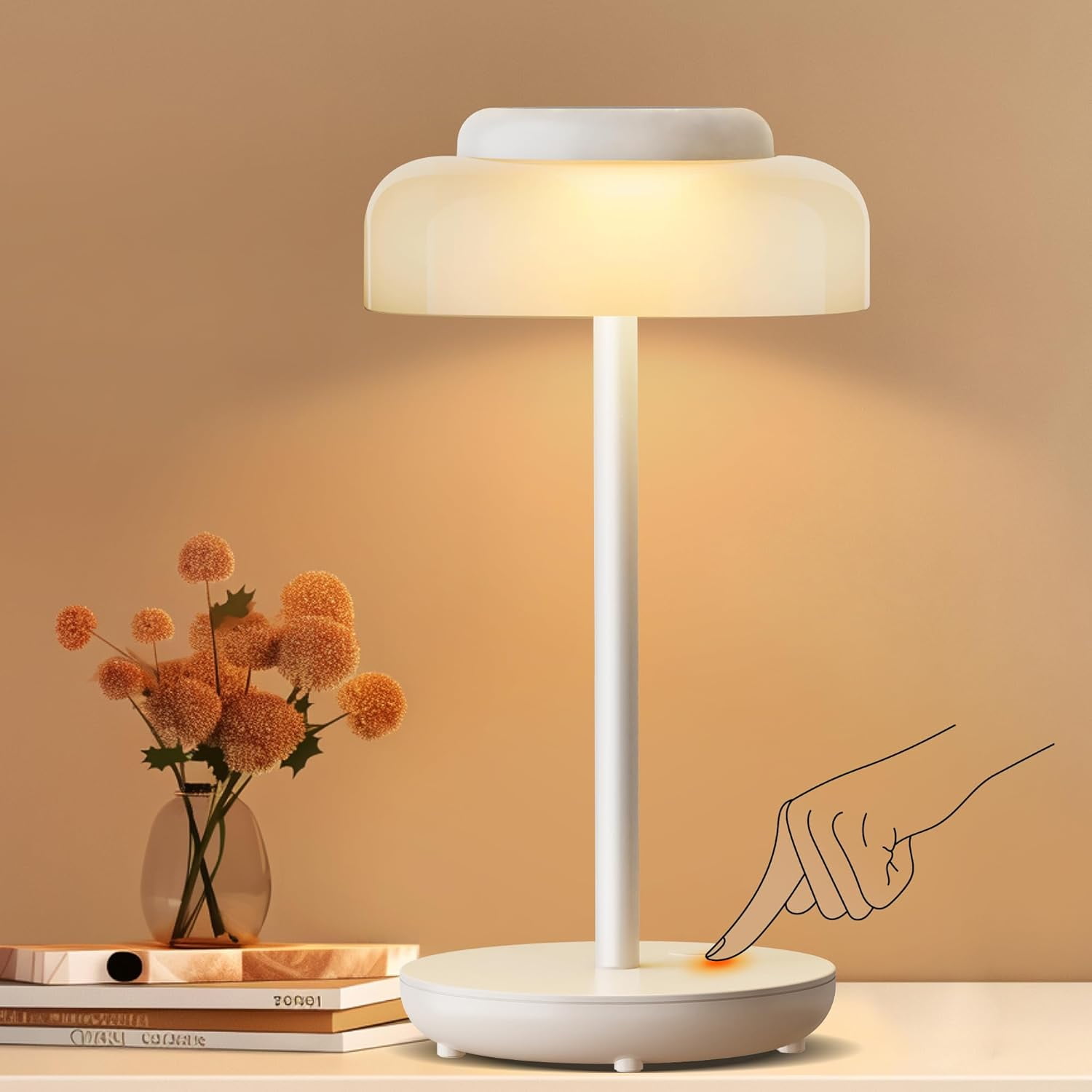 Battery Operated LED Table Lamp, 5000mAh Rechargeable Cordless Lamp ...