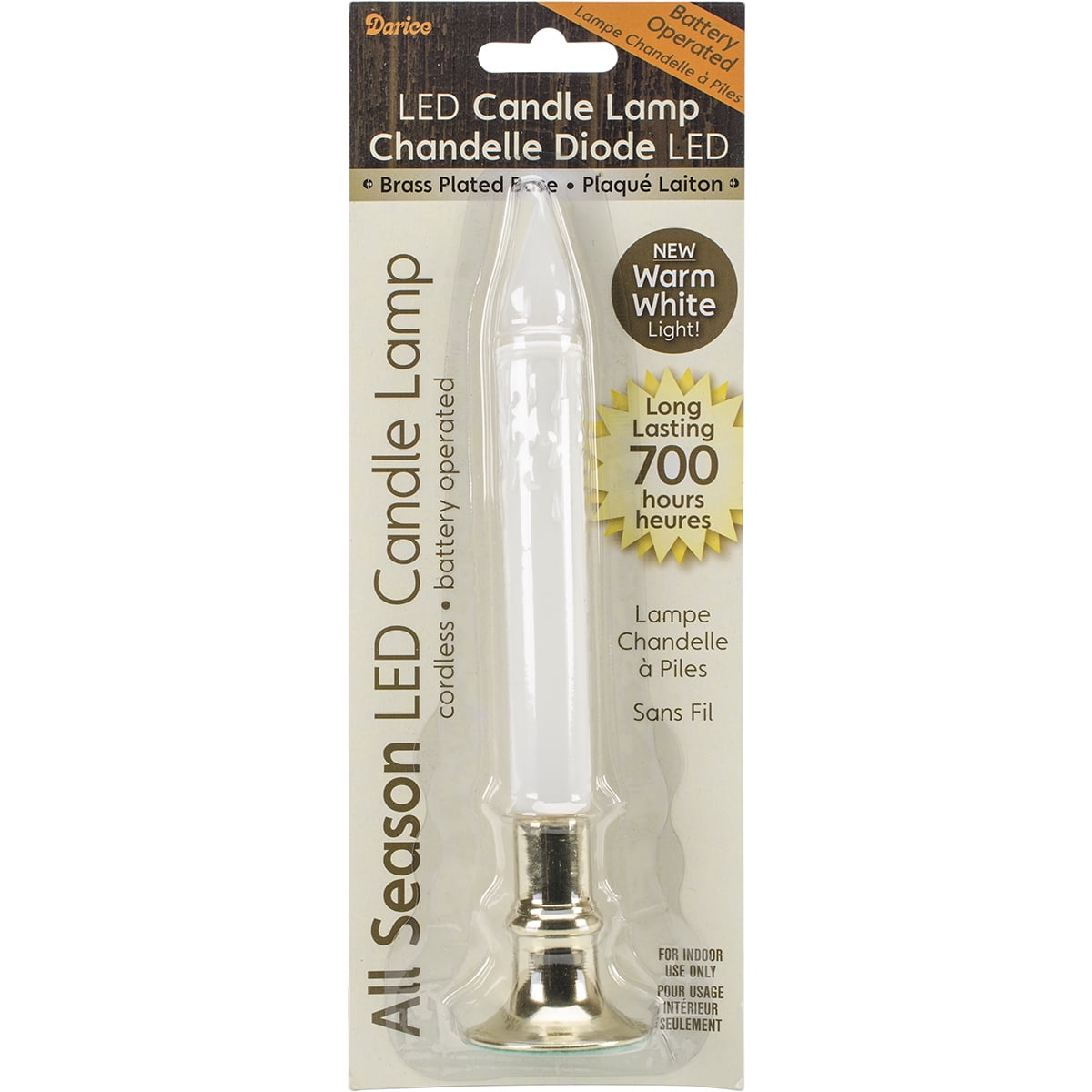 Battery Operated LED White Candle Lamp -White - Walmart.com