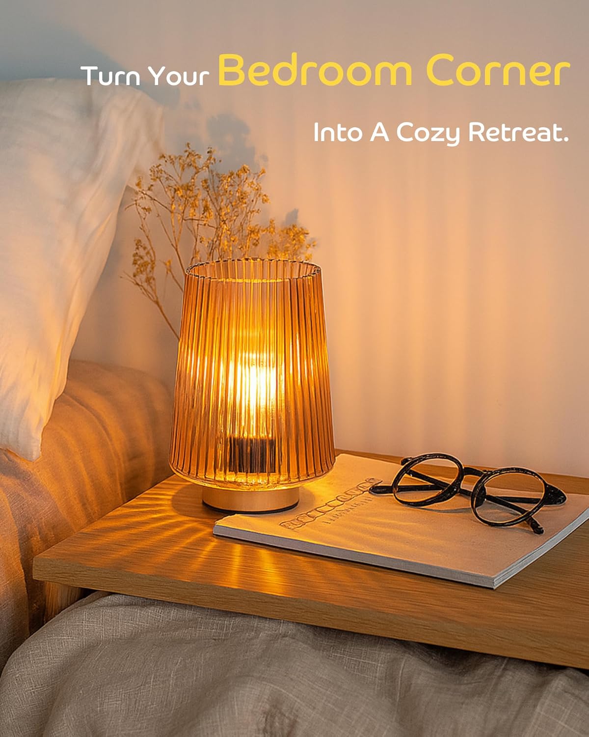 Battery Operated Lamp Aesthetic with Timer, Small Cozy Table Lamps for ...