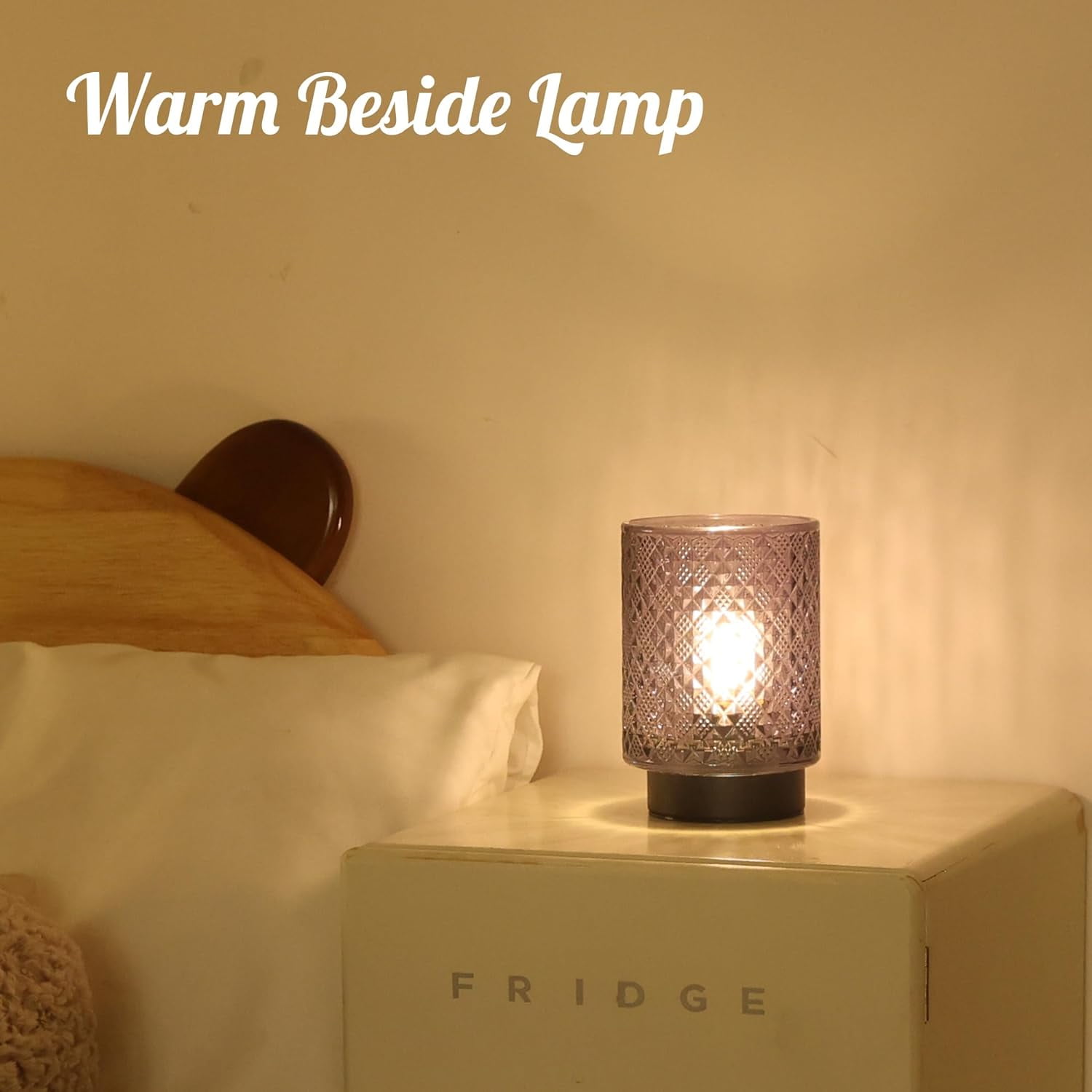 Battery Operated Lamp with Timer, Decorative Small Table Lamp, Glass ...