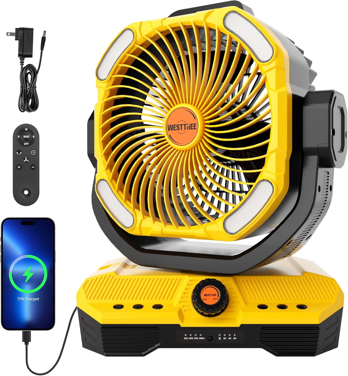 Battery Operated Large Airflow Fan,45000mAh Rechargeable Camping ...