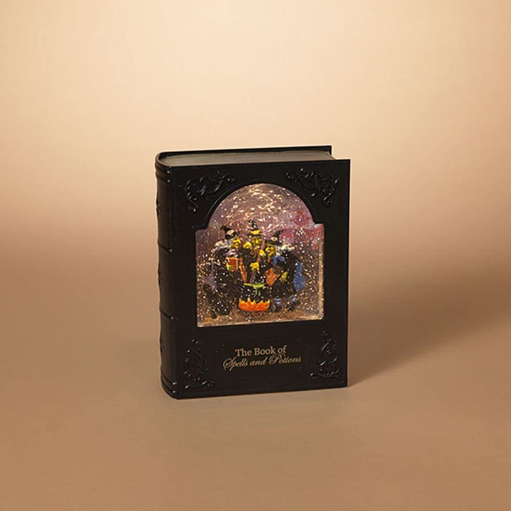 Battery Operated Lighted Spinning Water Globe Book of Spells and ...