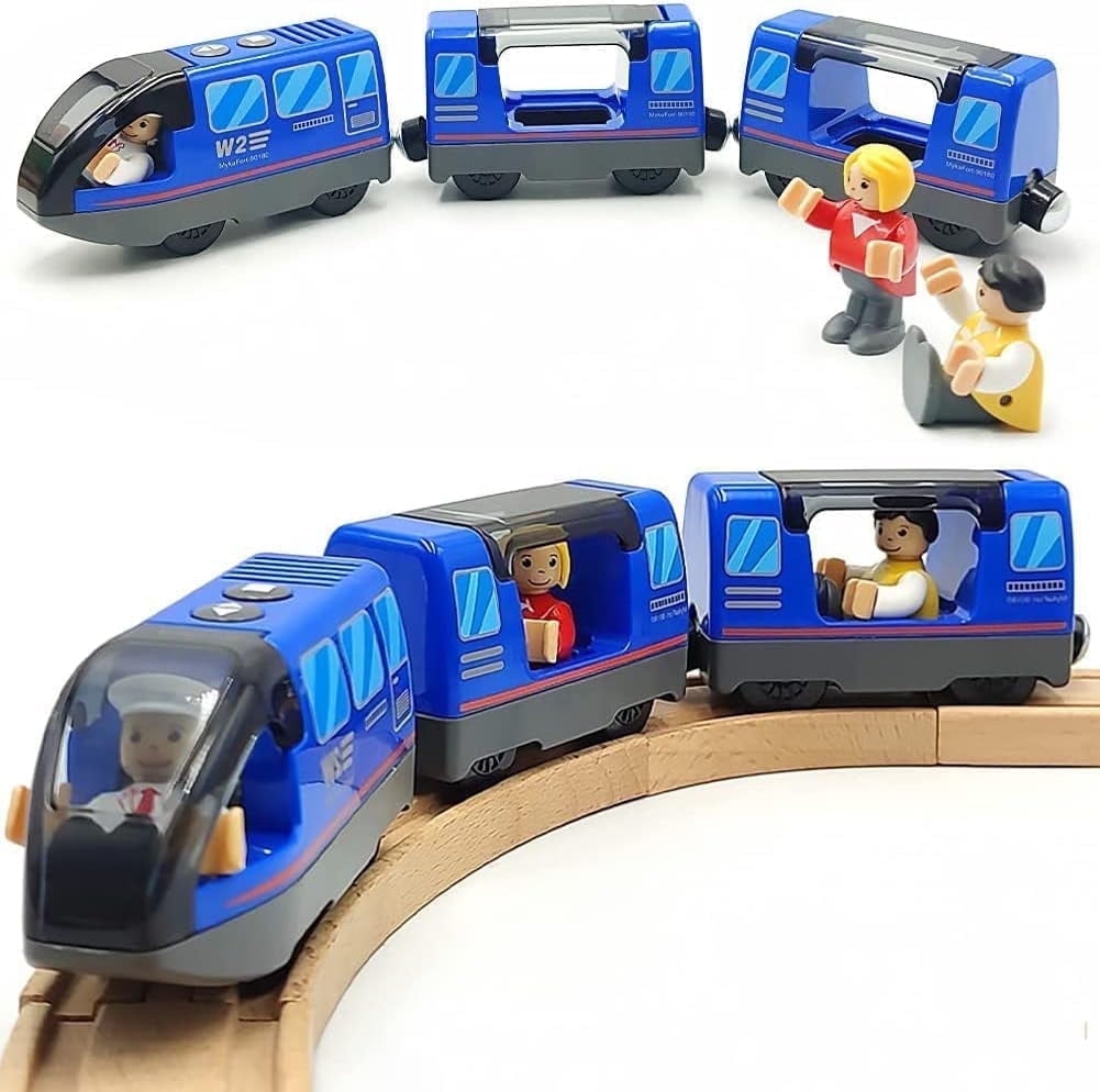 Battery Operated Wooden Train Track Set Toy High Speed for Toddlers 3 4 ...