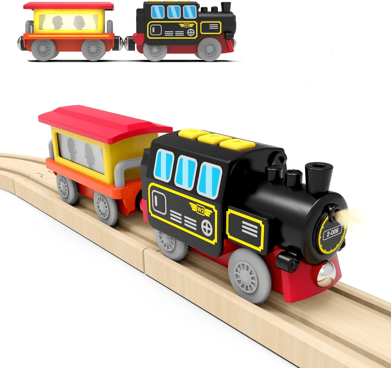 Battery Operated Locomotive Train for Wooden Tracks, Motorized Train ...