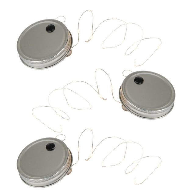 Battery-Operated Mason Jar Lids with Silver Light String and Timer ...