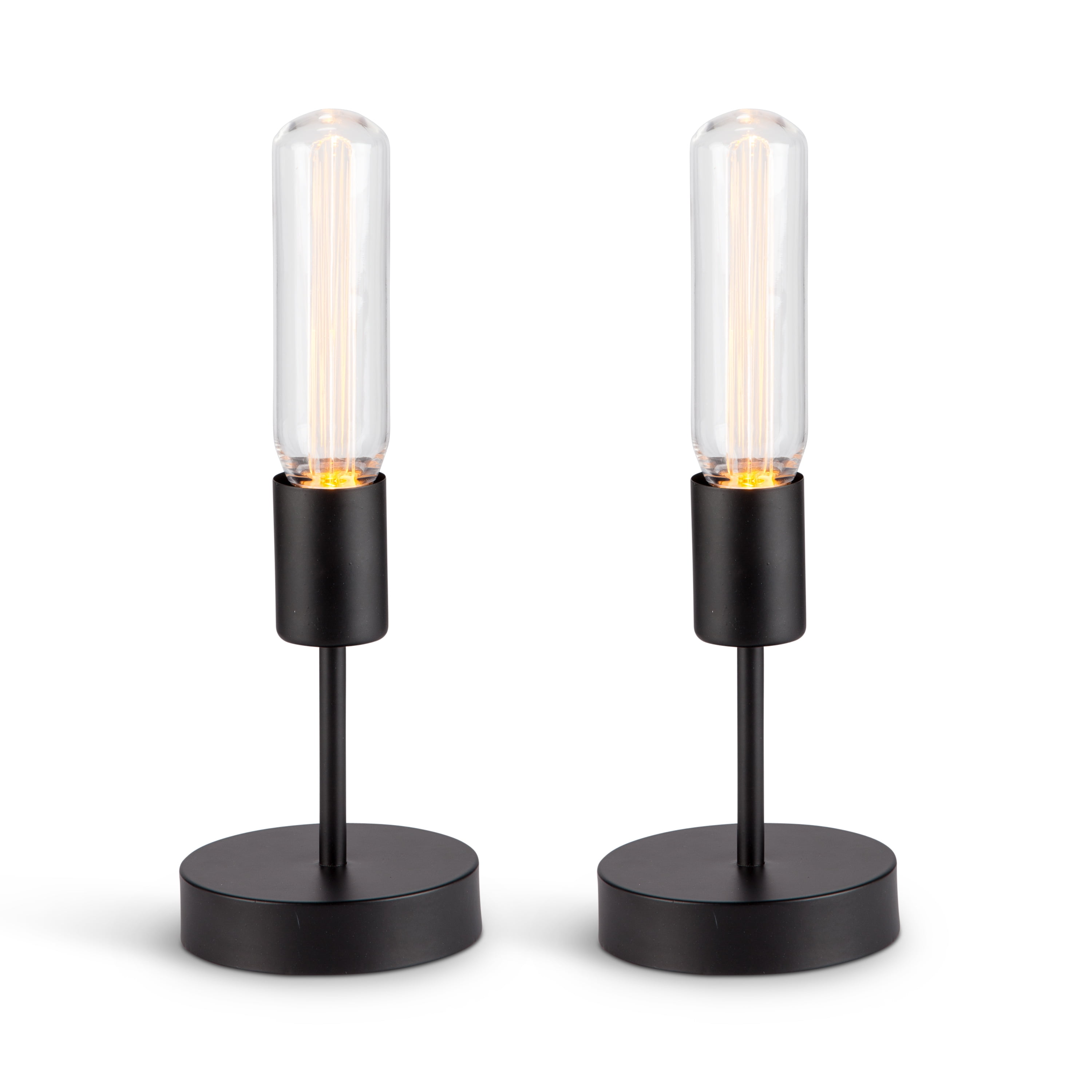 Battery-Operated Metal Tabletop Lamps with Edison Bulb and Timer ...