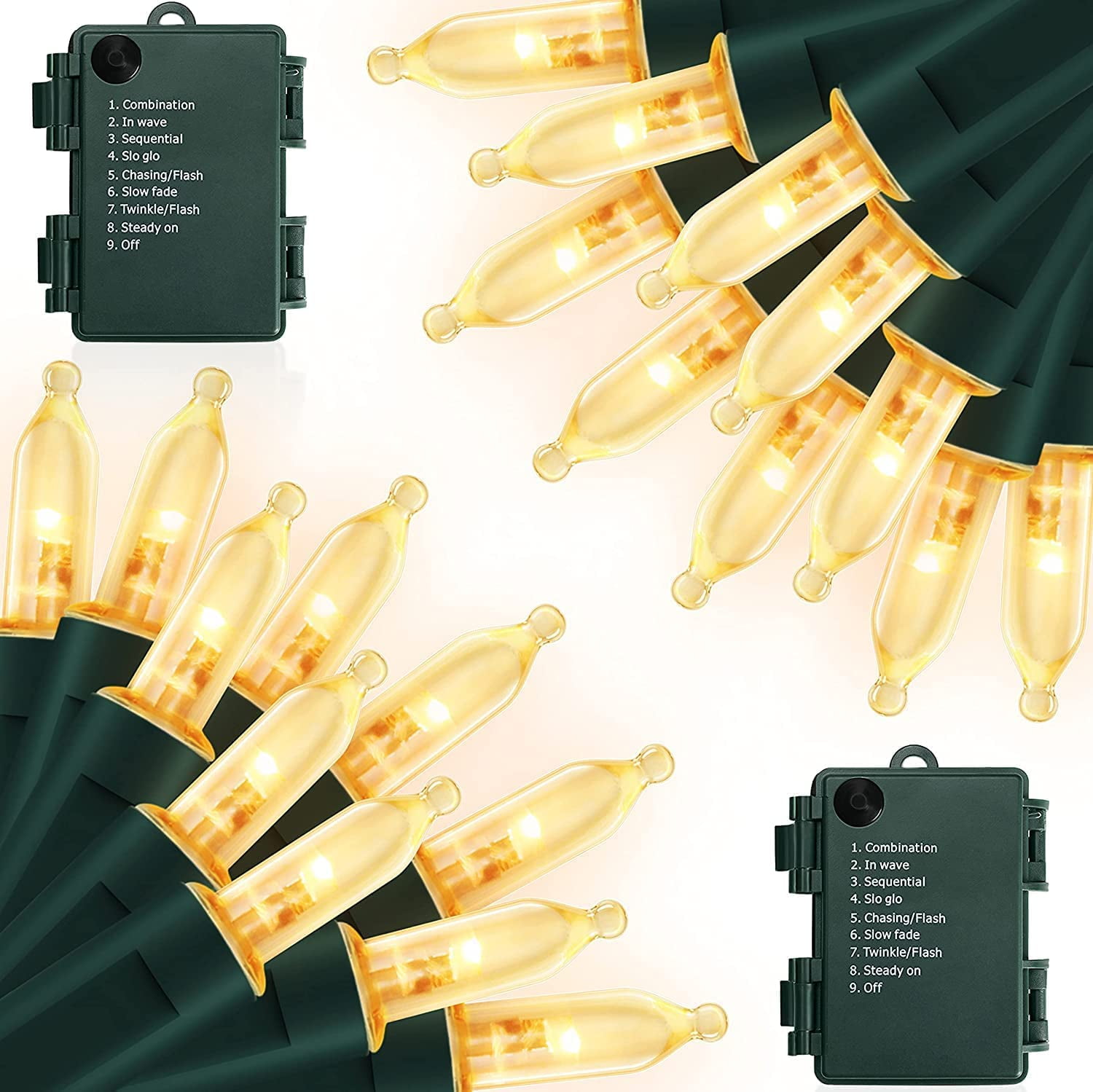 Battery Operated Mini String Lights, 50LEDs Christmas Lights Waterproof ...