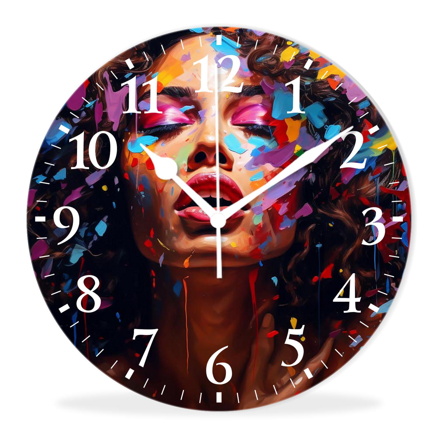 Battery Operated Quartz Wall Clocks Non-Ticking Quiet Analog Clock ...