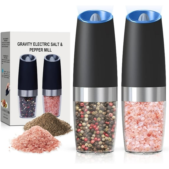 Battery Operated Salt And Pepper Grinder Set with LED Light, Automatic ...