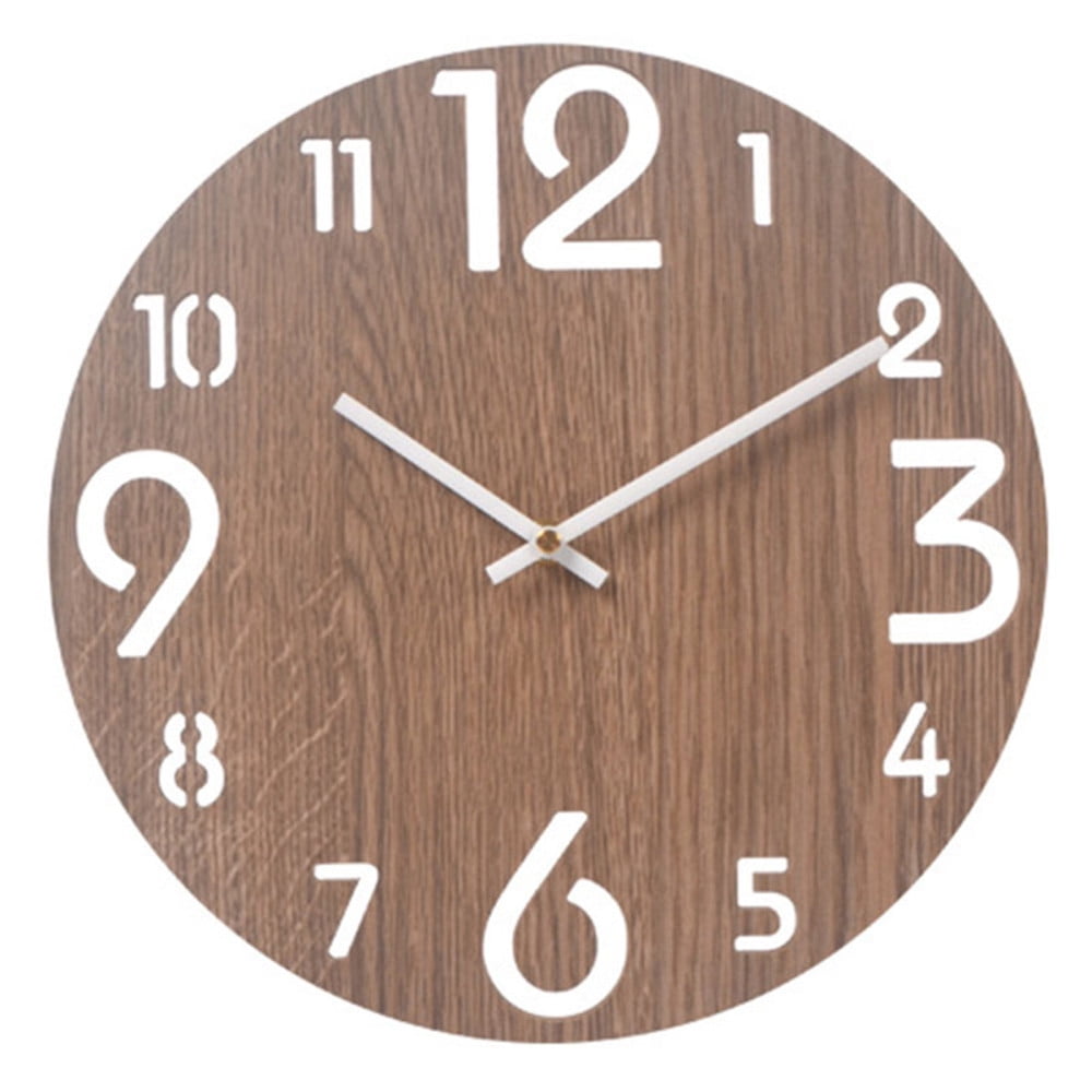 Battery Operated Silent Wood Wall Clocks Easy and Clear to Read Time ...