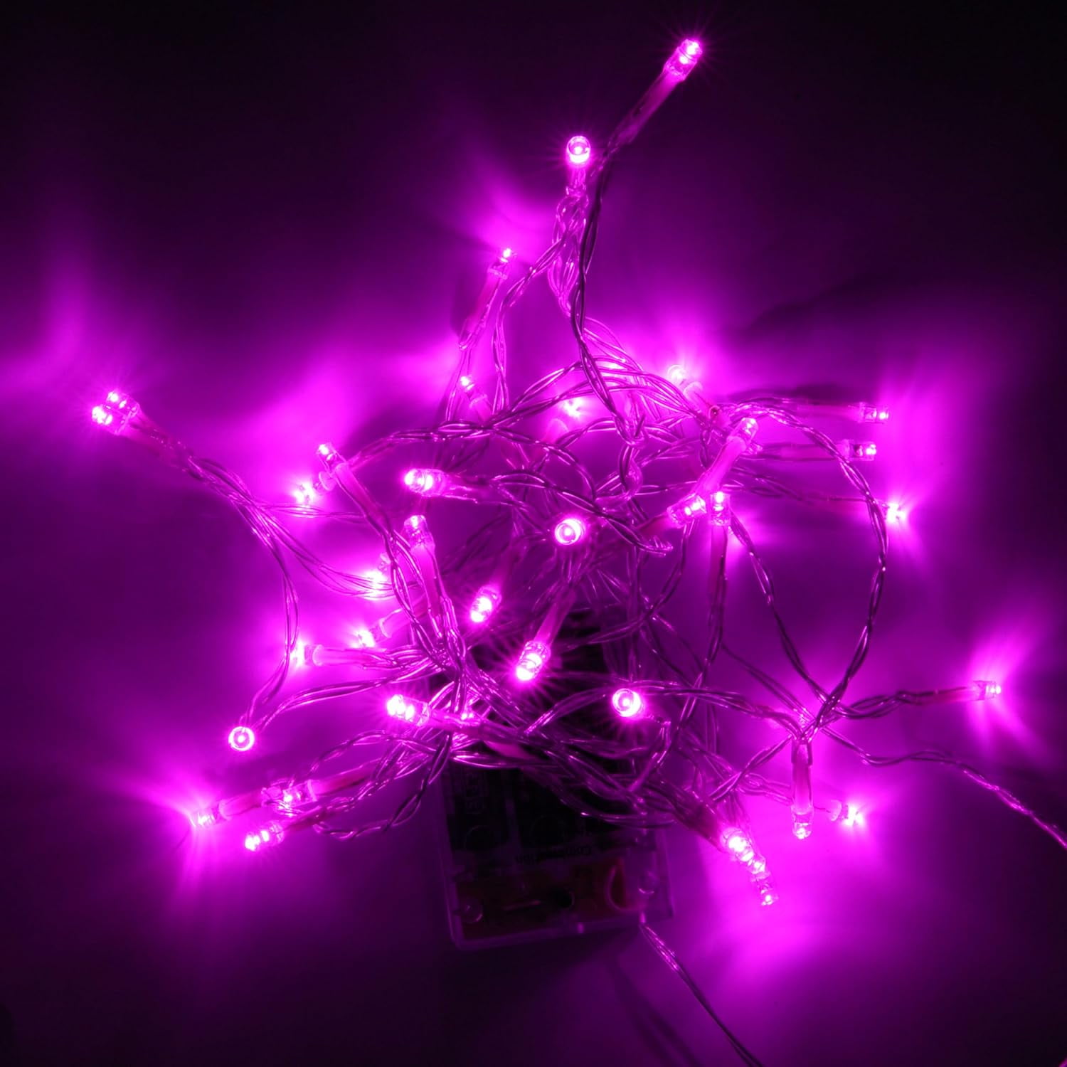 Battery Operated String Lights, 33ft 100LED Pink String Lights, Clear ...