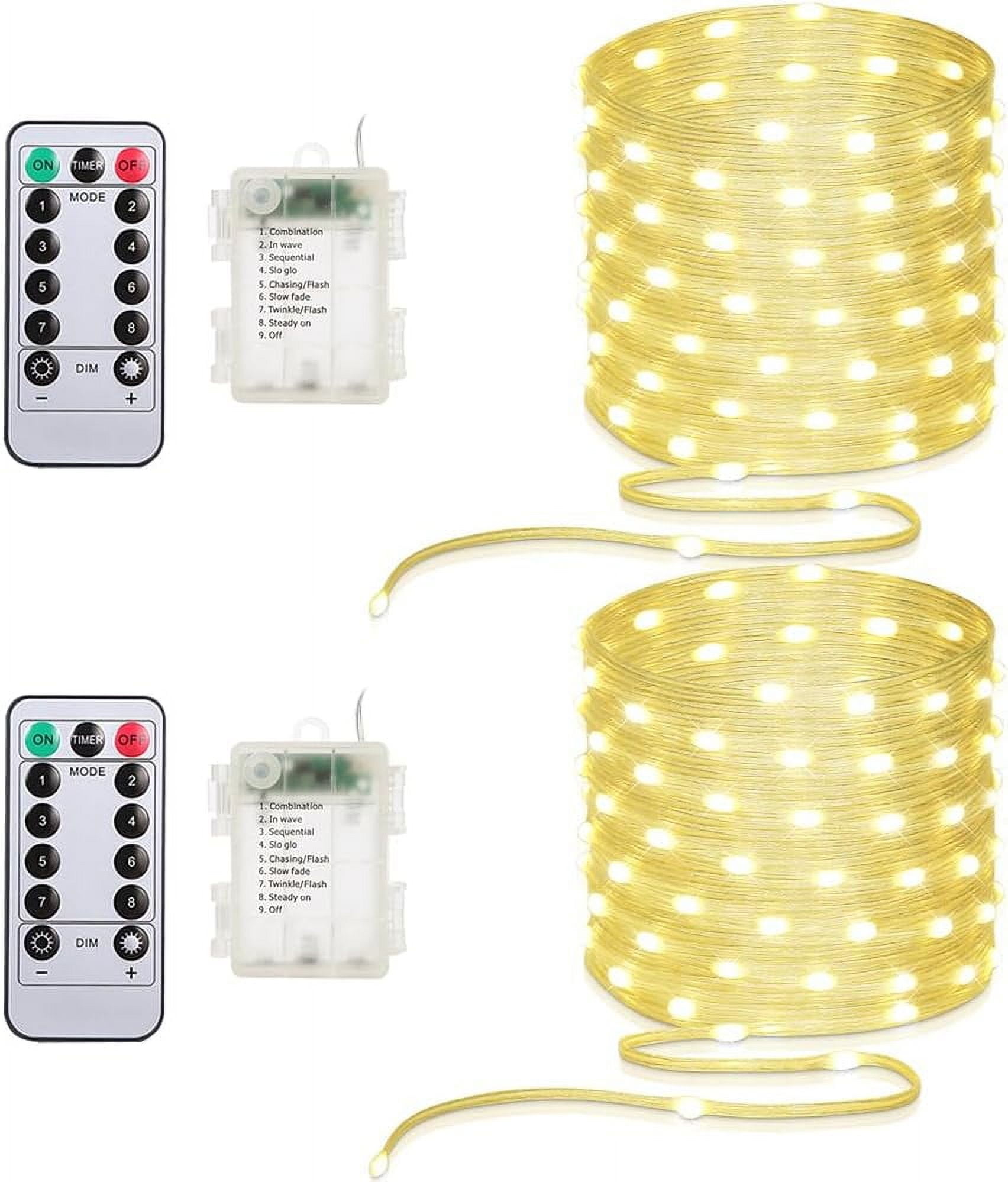 Battery Operated String YANTONs (2 Pack), 33ft 100 LED Fairy String ...