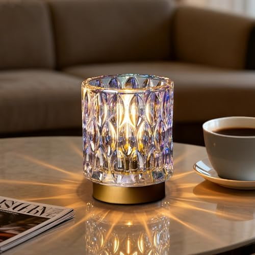 Battery Operated Table Lamps Timer, Mini Crystal Lamp for Area No Plug ...