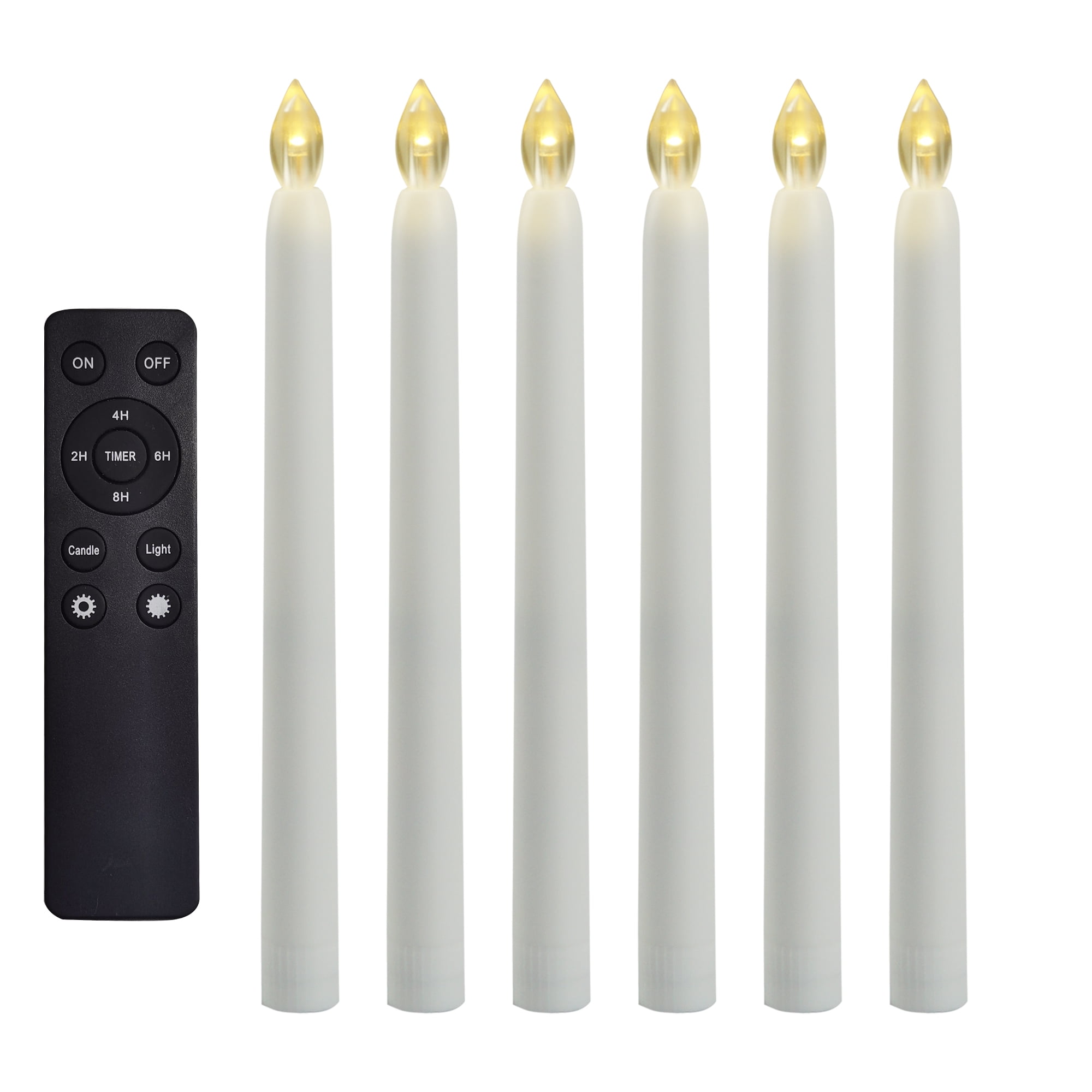 Battery Operated Taper Candles with Remote and Timer, Realistic ...