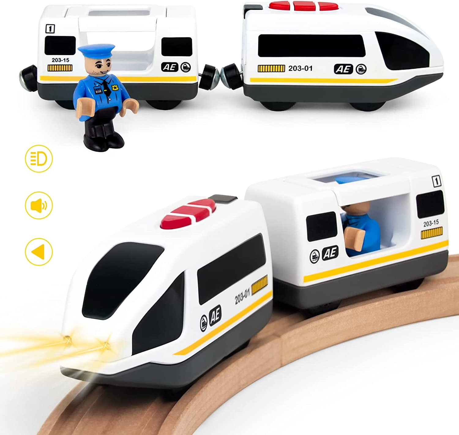 Battery Operated Train for Wooden Train Track, Electric Locomotive ...