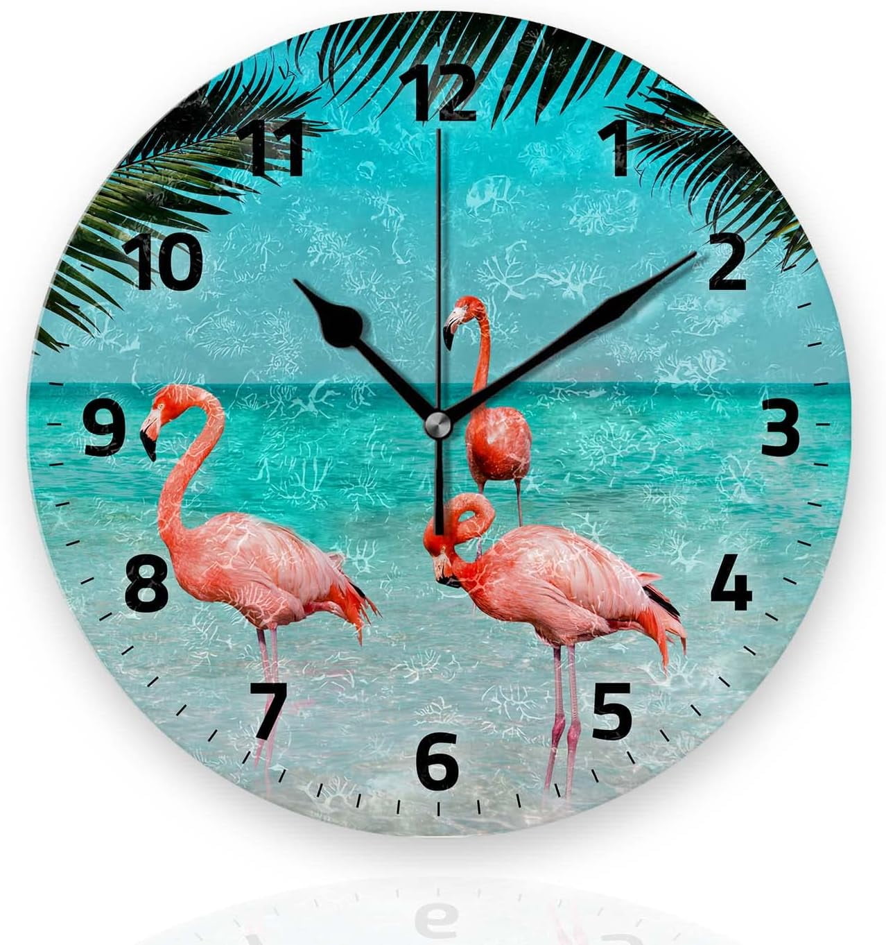 Battery Operated Wall Clocks 12 Inch,Flamingos,Silent Home Decor for ...