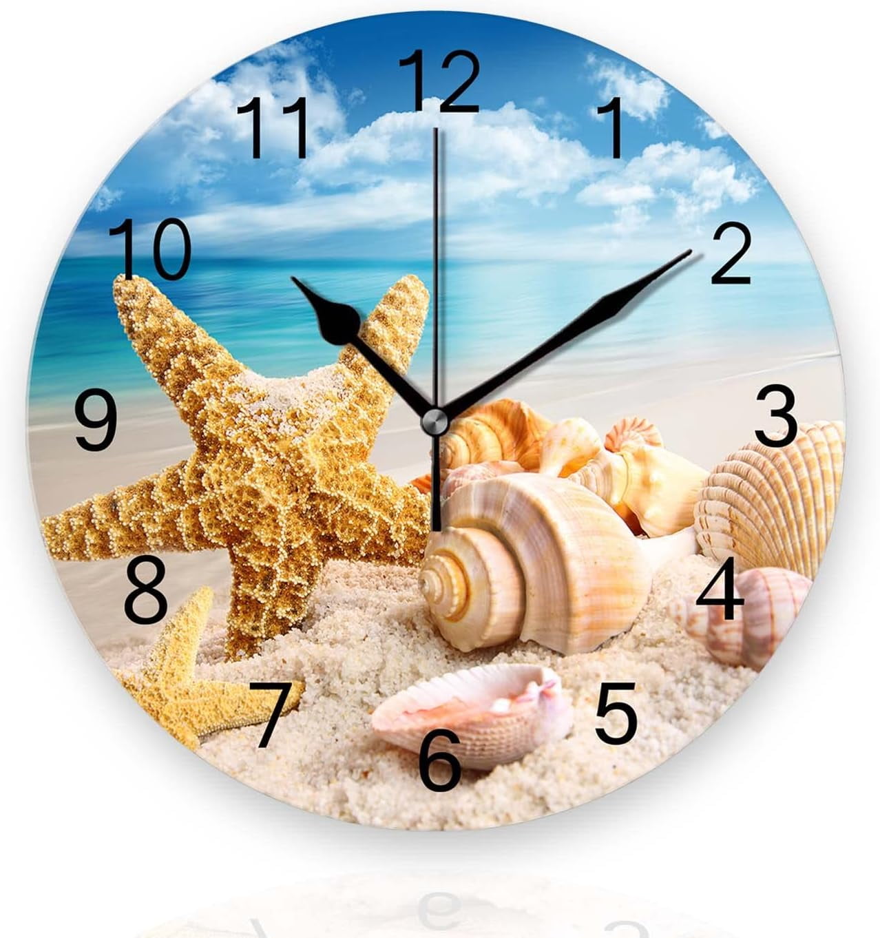 Battery Operated Wall Clocks 12 Inch,Starfish Seashell Sea Beach Sand ...