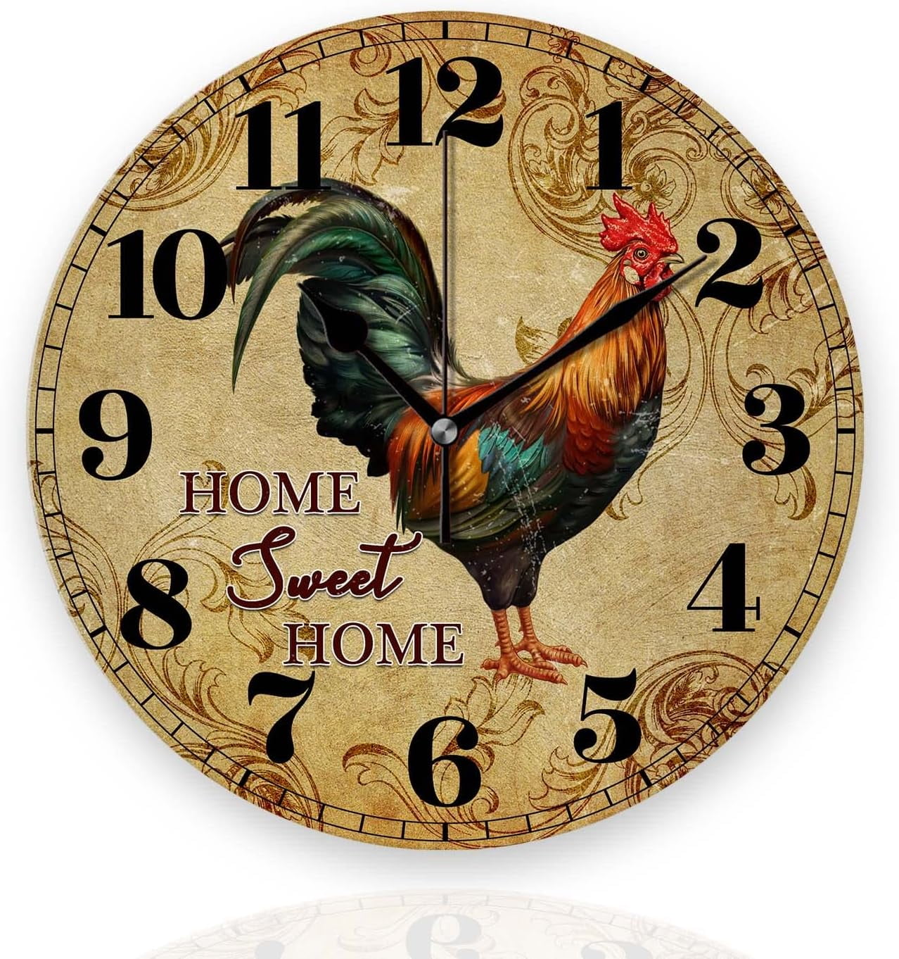 Battery Operated Wall Clocks 12 Inch,Vintage Rooster,Silent Home Decor ...